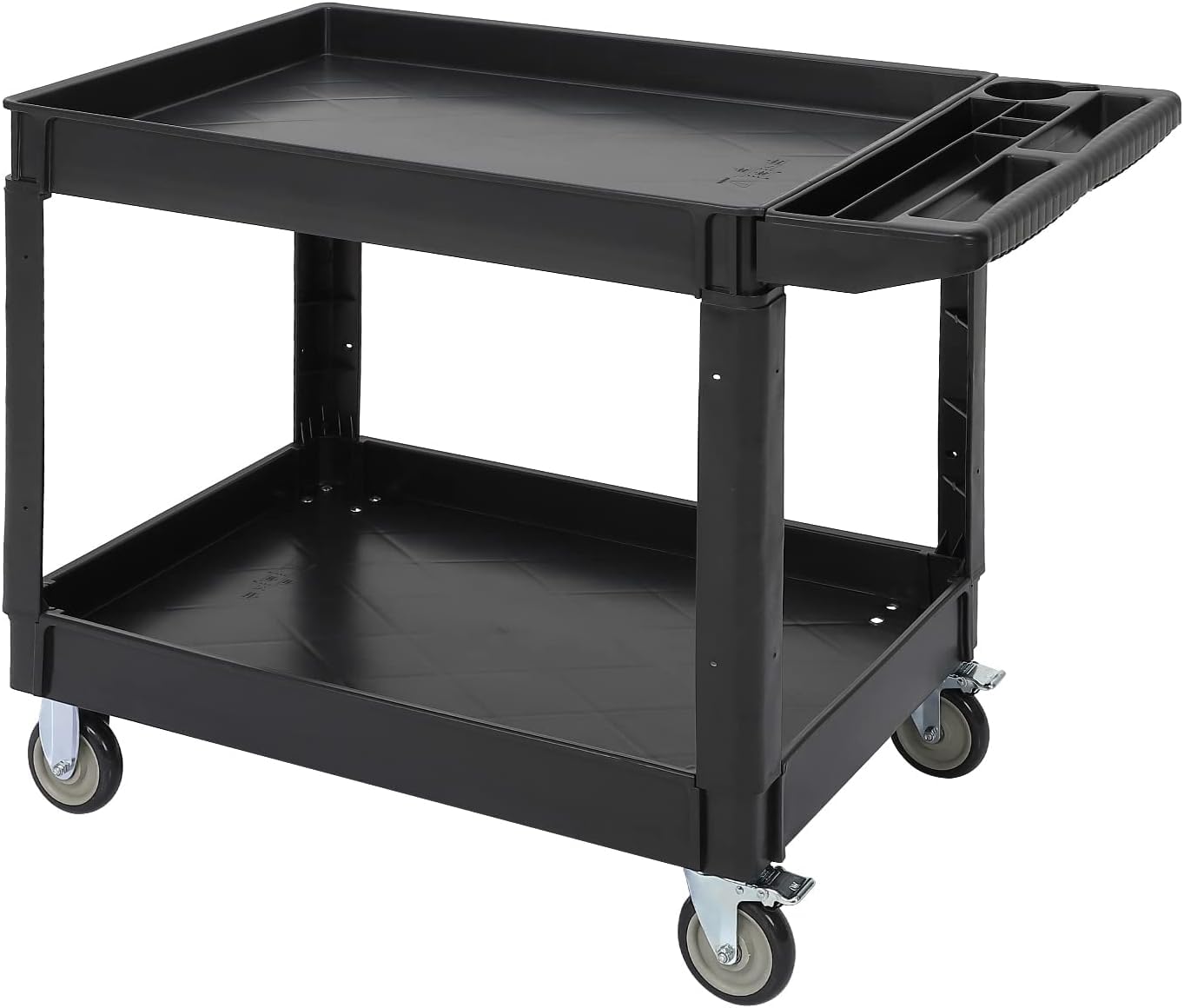Service Utility Cart 2-Shelf Utility/Service Cart, 500-Pound Capacity, Storage Handle, for Warehouse/Garage/Cleaning/Manufacturing,45"X25"