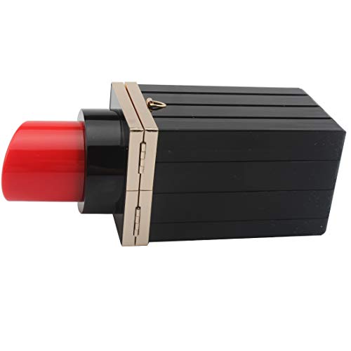LETODE Women Acrylic Black Lipstick Shape Evening Bags Purses Clutch Vintage Banquet Handbag-black