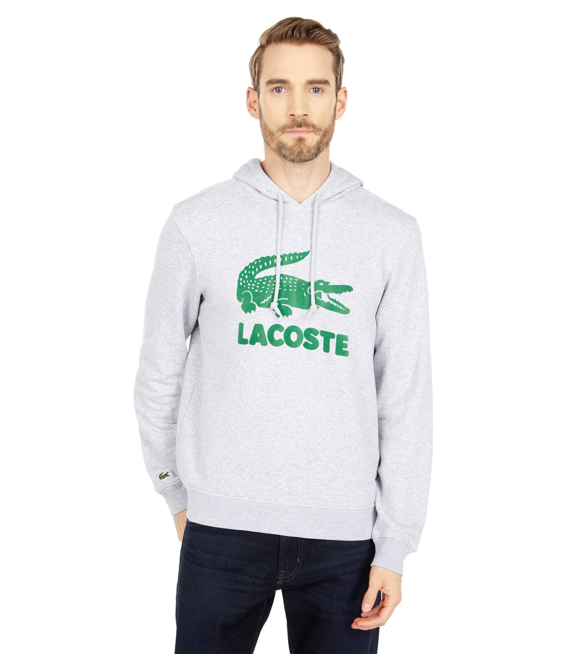 Lacoste Long Sleeve Hooded Tonal German Croc Graphic Silver Chine 7 (2XL)