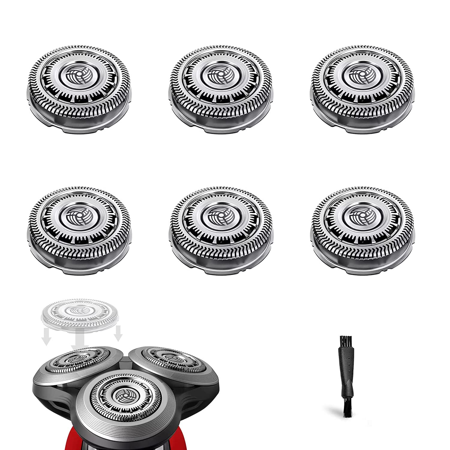 SH90 Replacement Heads for Philips Norelco Series 9000 Replacement Heads, Compatible With Shaver SH90 and Series 9000 (sh90/62 and series 9000), 6-pack