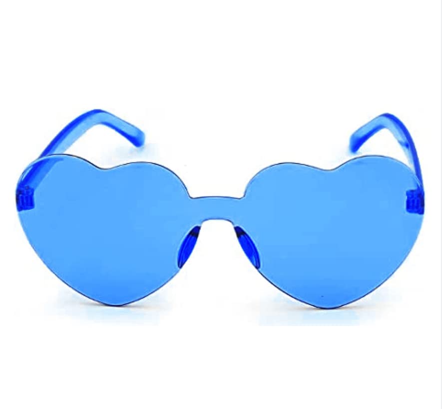 MAXJULI Heart Sunglasses for Women Baby Girl,Hot Party Neon Shades UV Protection (Translucent Blue)
