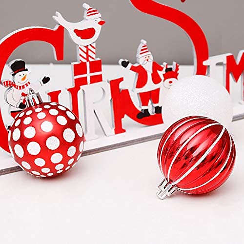 LessMo 30Pcs Red Green White Christmas Balls Ornaments for Christmas Tree, 6cm/2.37" Shatterproof Plastic Hanging Decorations Balls Baubles Set for Holiday Wedding Party Decor