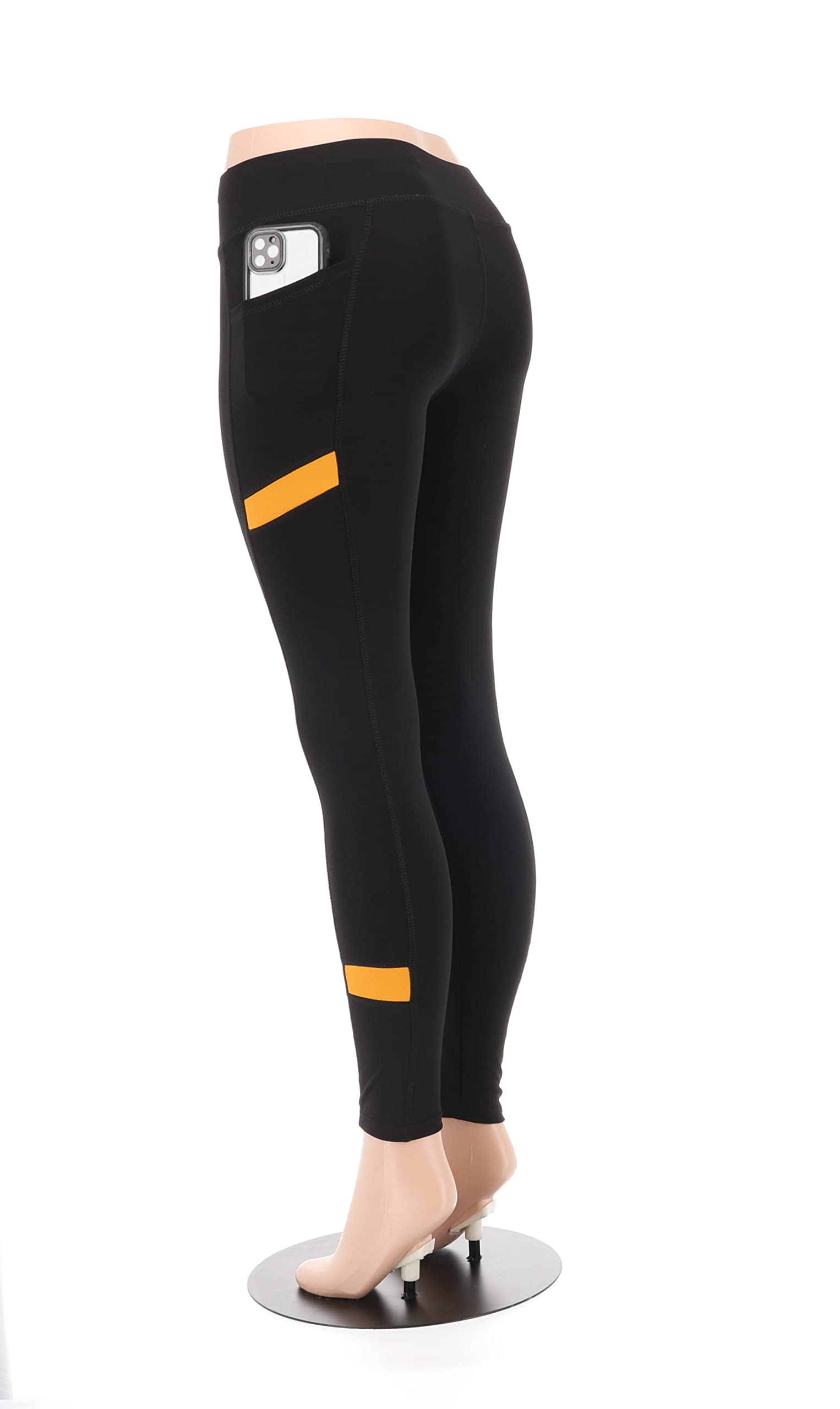 Pittsburgh Women's Rhinestone High West Football Team Color Athletic Leggings Yoga Pants with Side Pockets (Medium) Black
