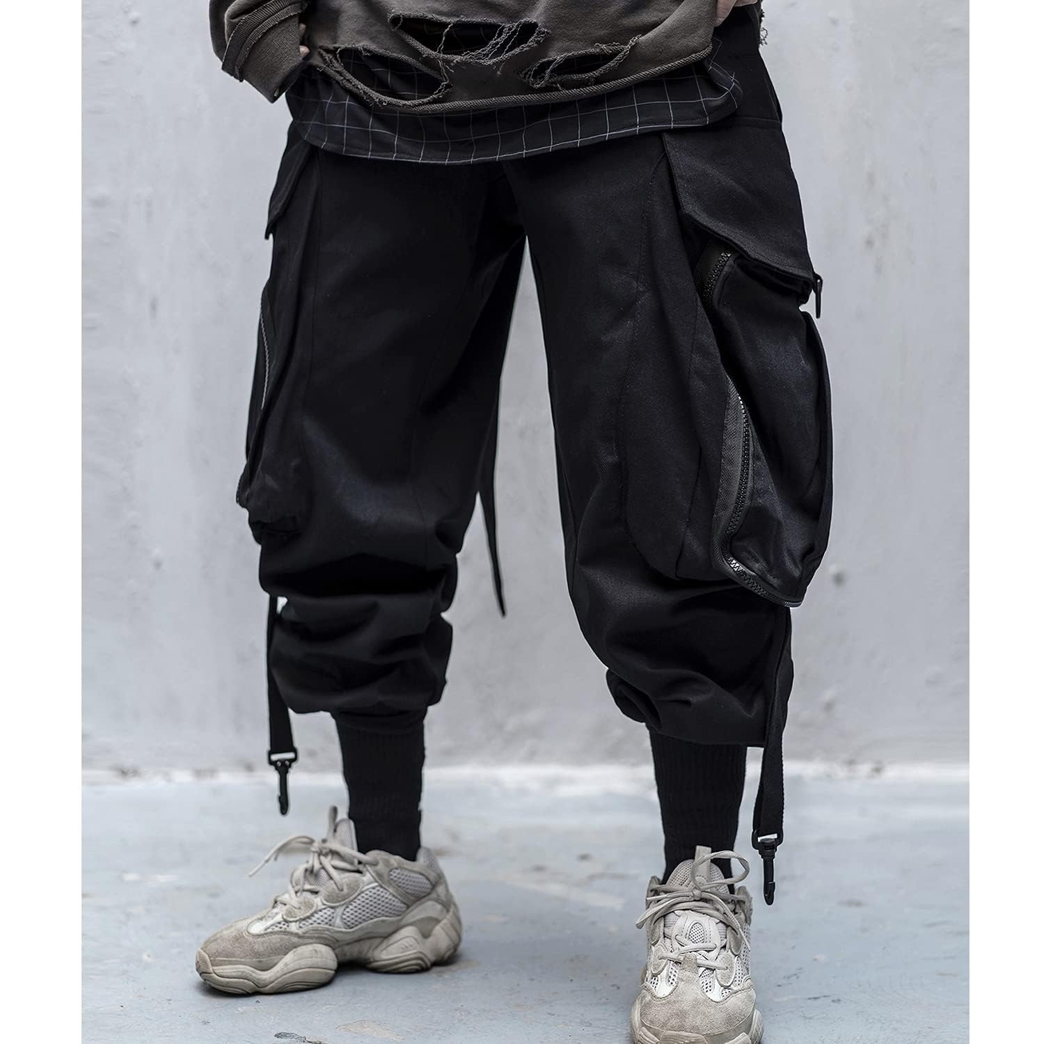 Niepce Inc Men's Japanese Streetwear Techwear Cargo Pants (Medium) Black