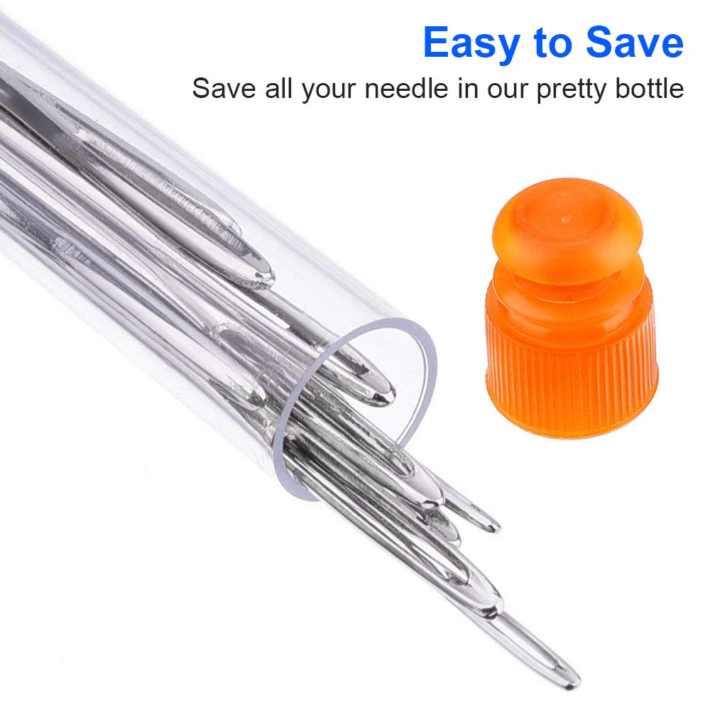 Large Eye Blunt Needles, 15 Pcs Stainless Steel Yarn Knitting Needles, Extra Large-Eye Yarn Sewing Needles, Knitting Darning Needles with Clear Bottle, Suitable for Crochet Projects, Silver