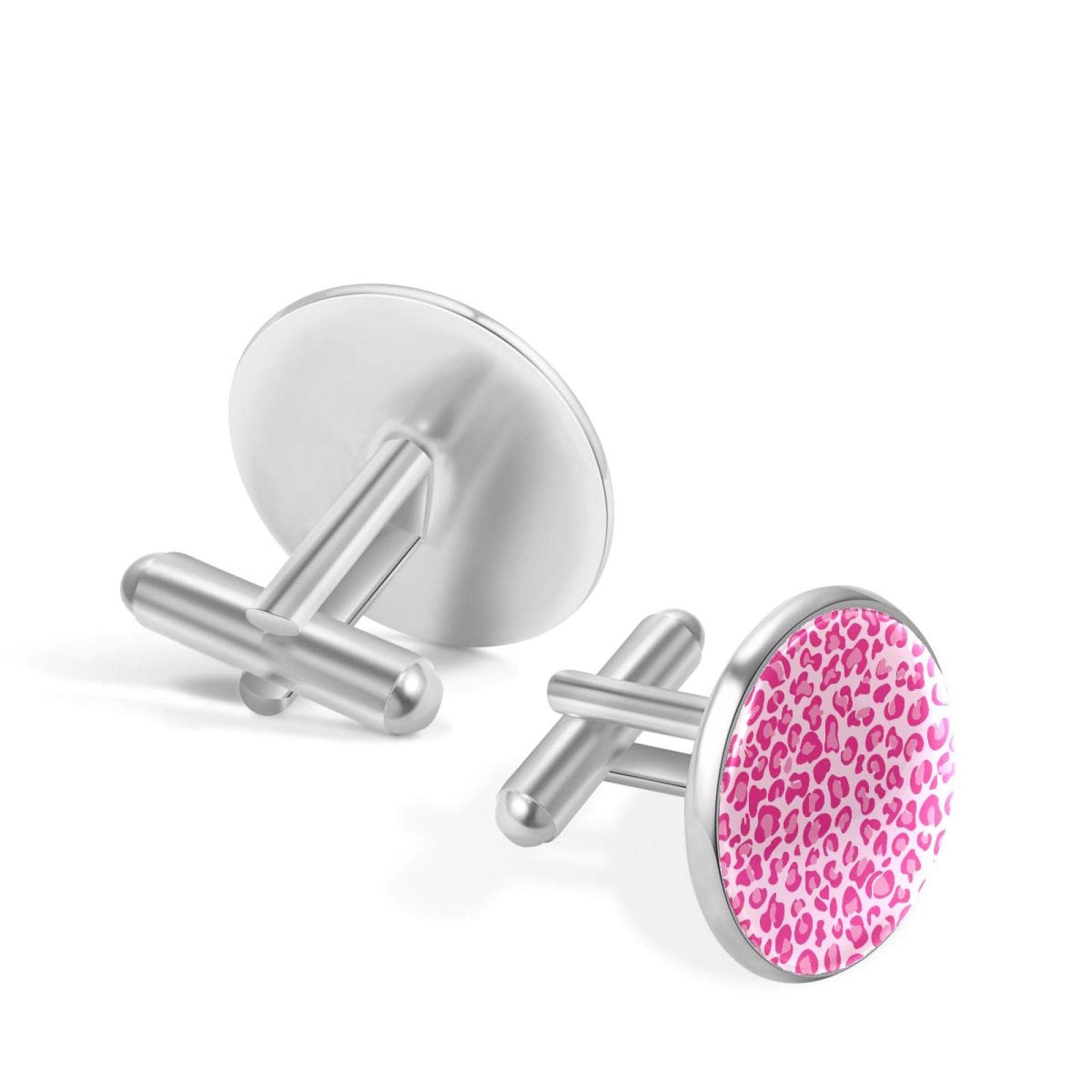 Purple Pink Black Leopard Pattern, Cufflinks and Studs Set for Tuxedo Shirts Business Wedding (Multiple Colors4)