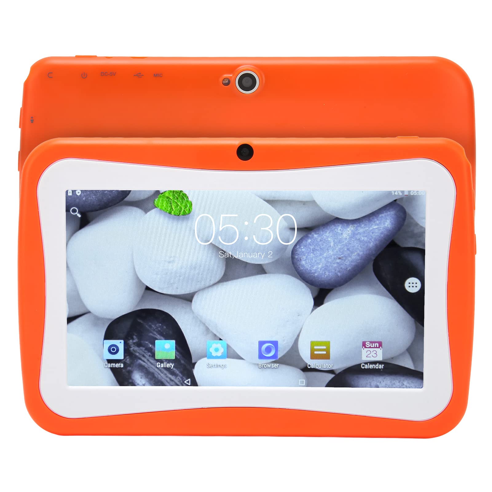 MAVIS LAVEN Tablet, 5G WiFi Long Battery Life Large Memory Kids Tablet 4 Core HD 1960x1080 7 Inch US Plug 100‑240V for Android 8.0 for Girls (Orange)