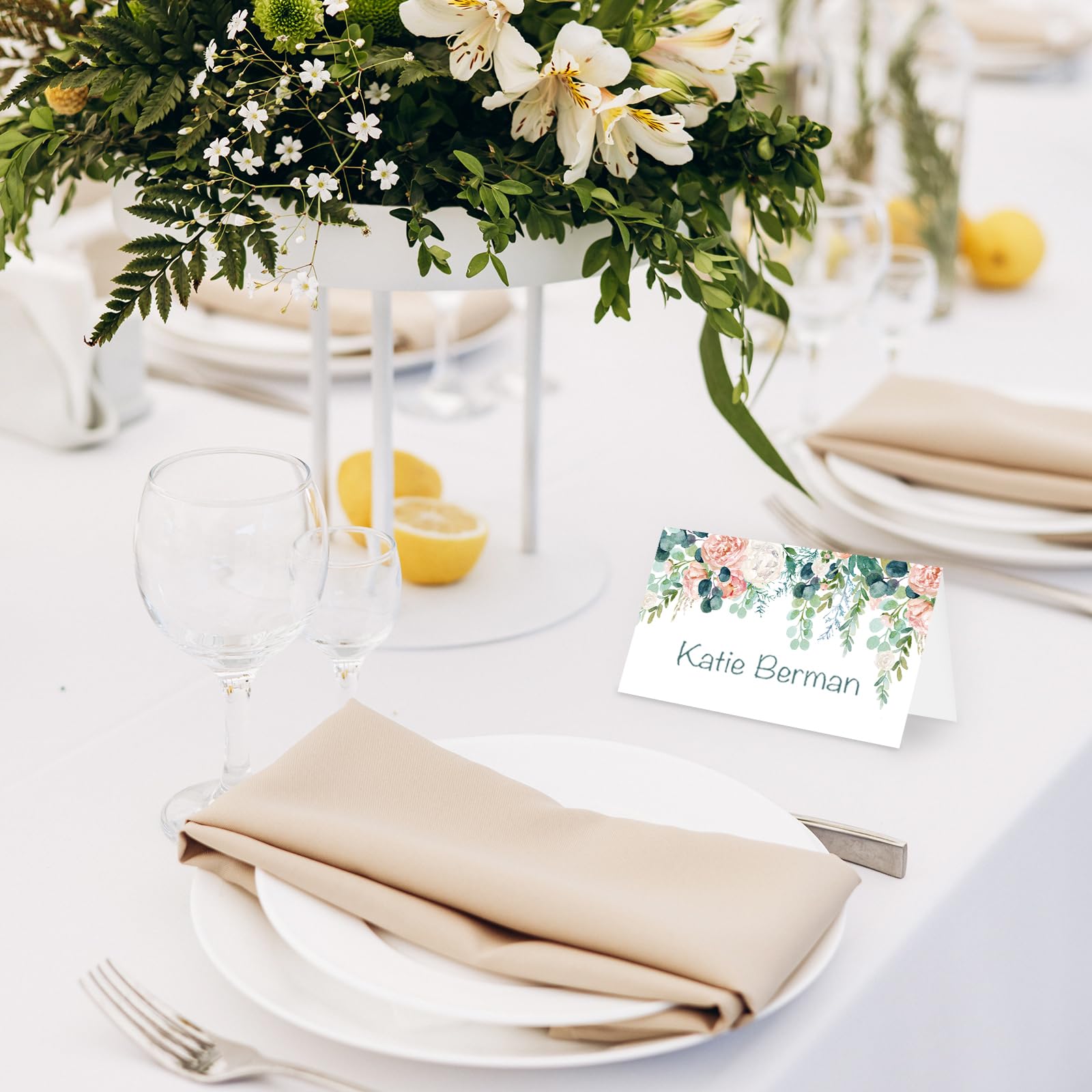 Whaline 100Pcs Fall Place Cards 2 x 3.5 Inch Autumn Pumpkin Tented Cards Seating Cards for Thanksgiving Wedding Birthday Party Table Setting