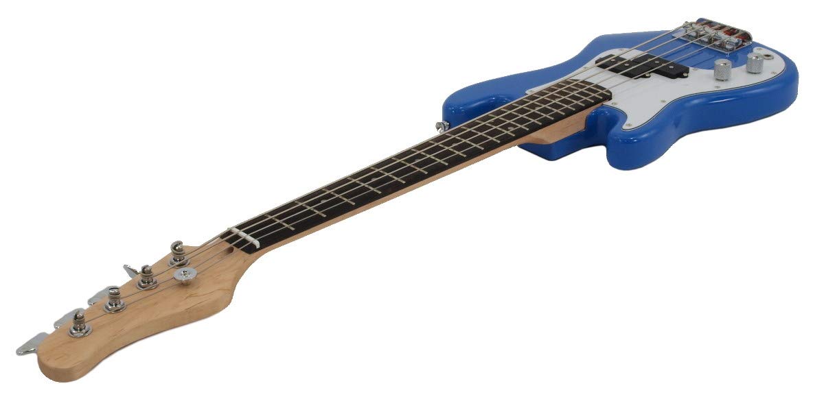 Left Handed Electric Base Guitar, Small Scale 36 Inch Children's Mini Sized 36 in Full Length, Color: Blue