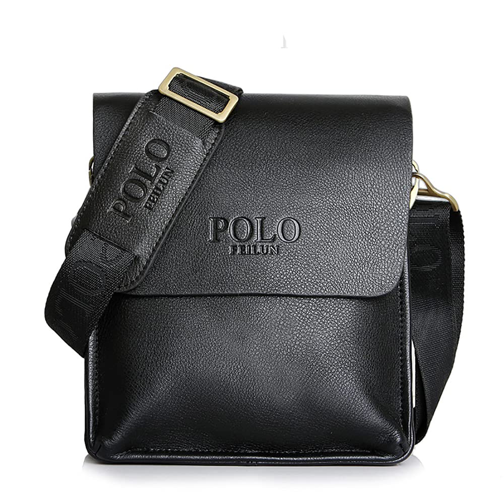 Men's Leather Messenger Bag, Man Shoulder Crossbody Classic Business Bags, Adjustable straps (Black)