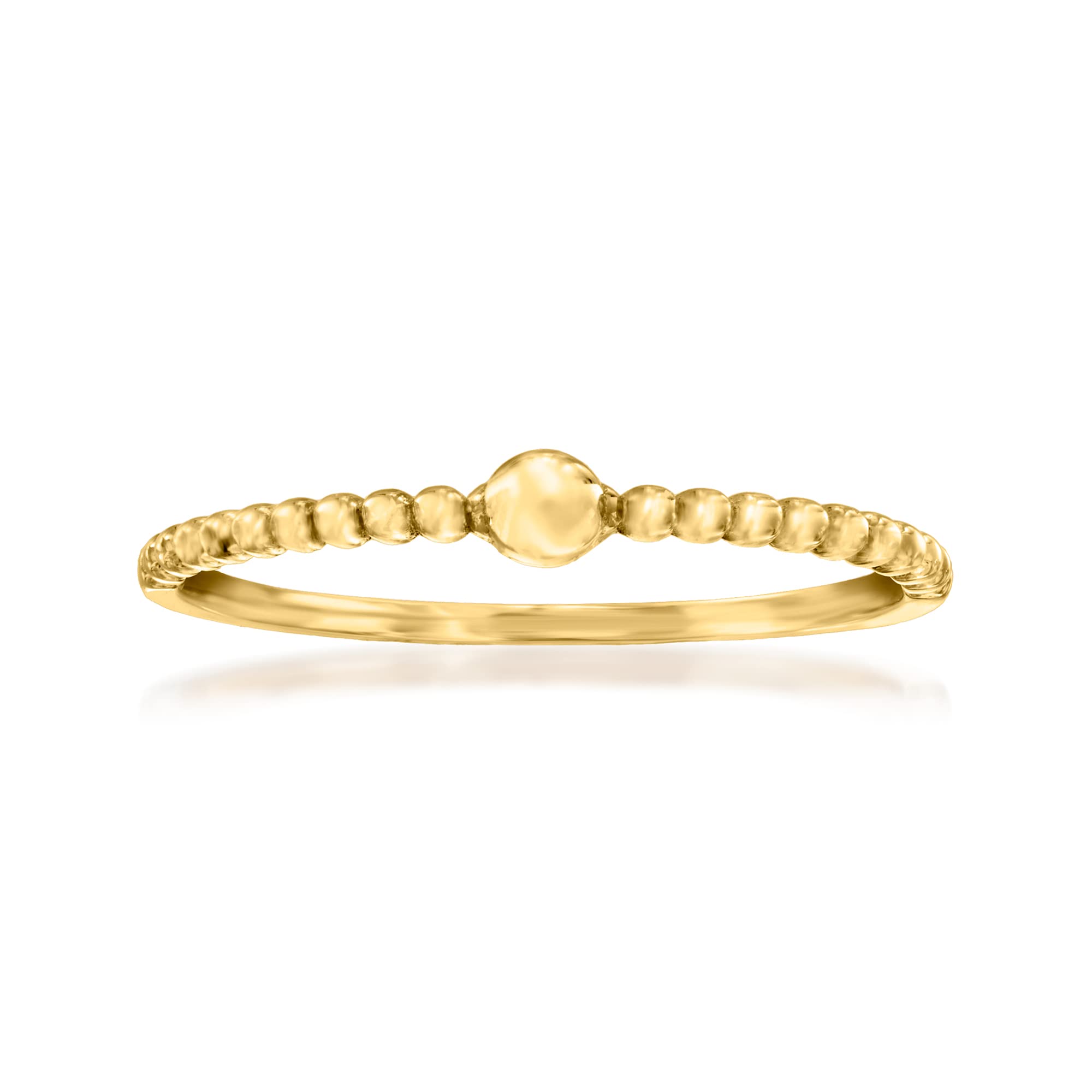 RS Pure by Ross-Simons 14kt Yellow Gold Beaded Ring With Ball. Size 9