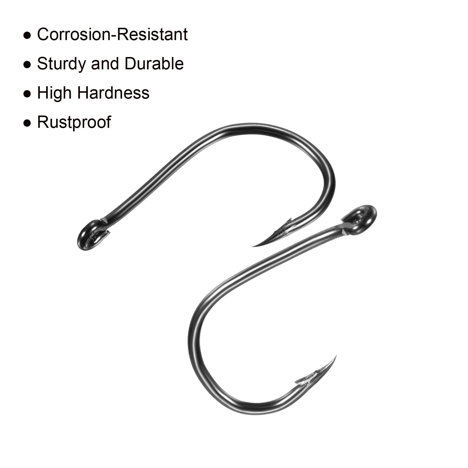 PATIKIL 13# Catfish Hooks, 70 Pack 0.53" Claw Fish Hook Fishing Hook High Carbon Steel J Shaped with Barbs for Freshwater Saltwater, Black