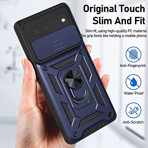 Paton Designed for Google Pixel 6 Case, Heavy Duty Military Grade Protection Pixel 6 5G Case with Magnetic Kickstand, 15ft Drop Tested Shockproof Cover Case for Pixel 6. (Blue)