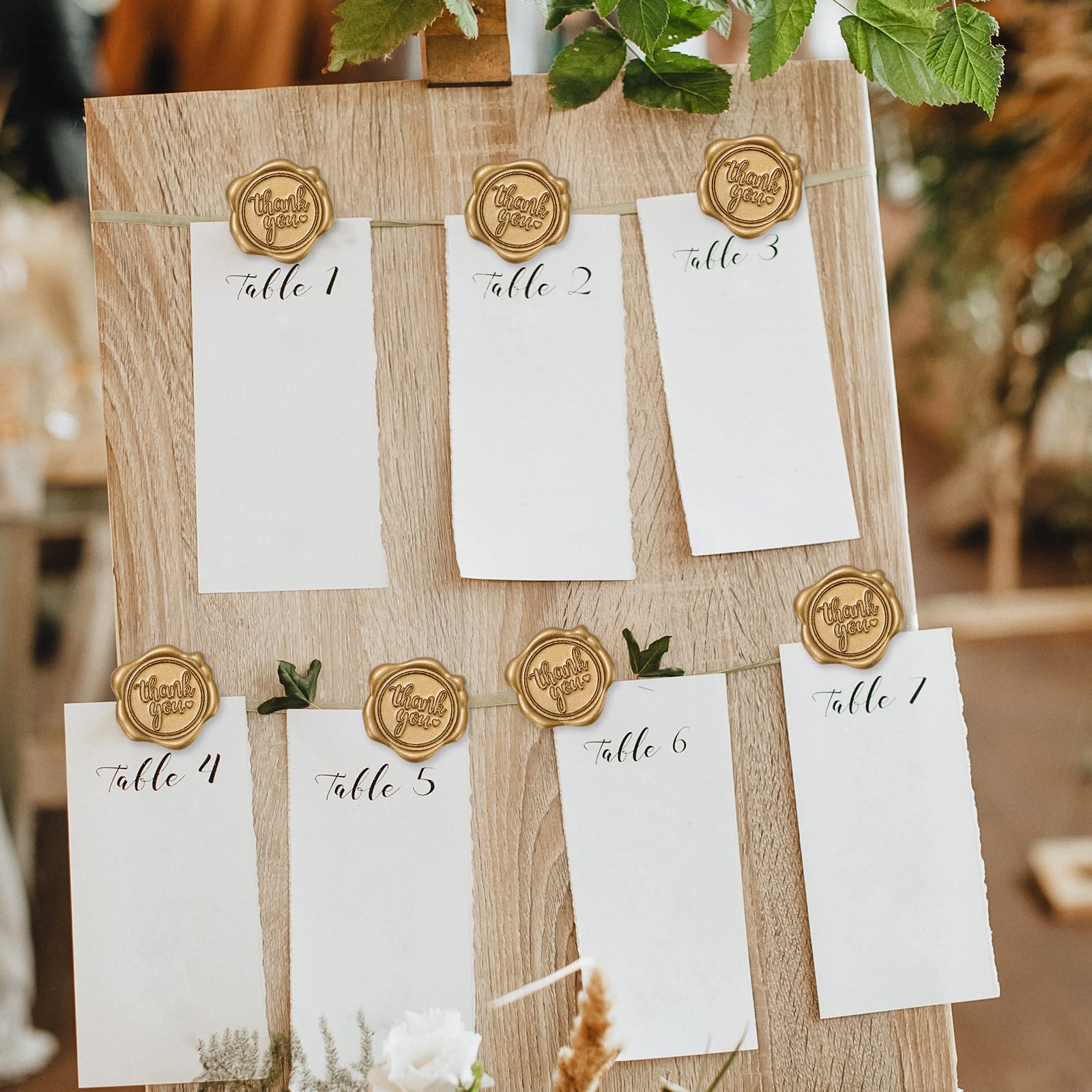 Whaline 50Pcs Thank You Wax Seal Stickers Gold Envelope Seal Stickers 3D Self-Adhesive Embossed Stickers for DIY Greeting Invitation Cards Snail Mails Wine Packages Gift Decor