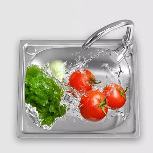 JWW Simple Kitchen Sink, 15×12×31in, Single Bowl Sink Set, Free Standing Cleaning Table for Restaurant Kitchen Home Laundry Bar (Color : Single Cold, Size : 37x31x75cm)