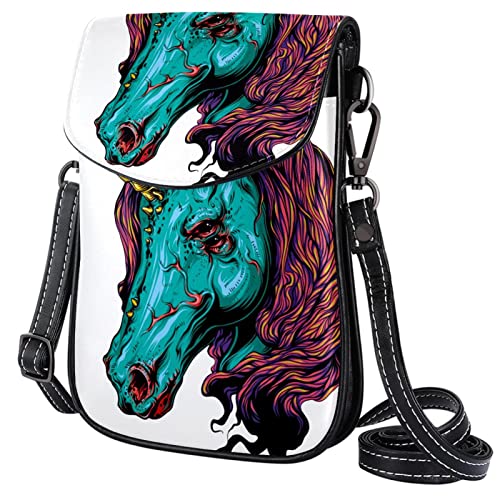 Small Crossbody Bag Blue Unicorn Cell Phone Purse Wallet