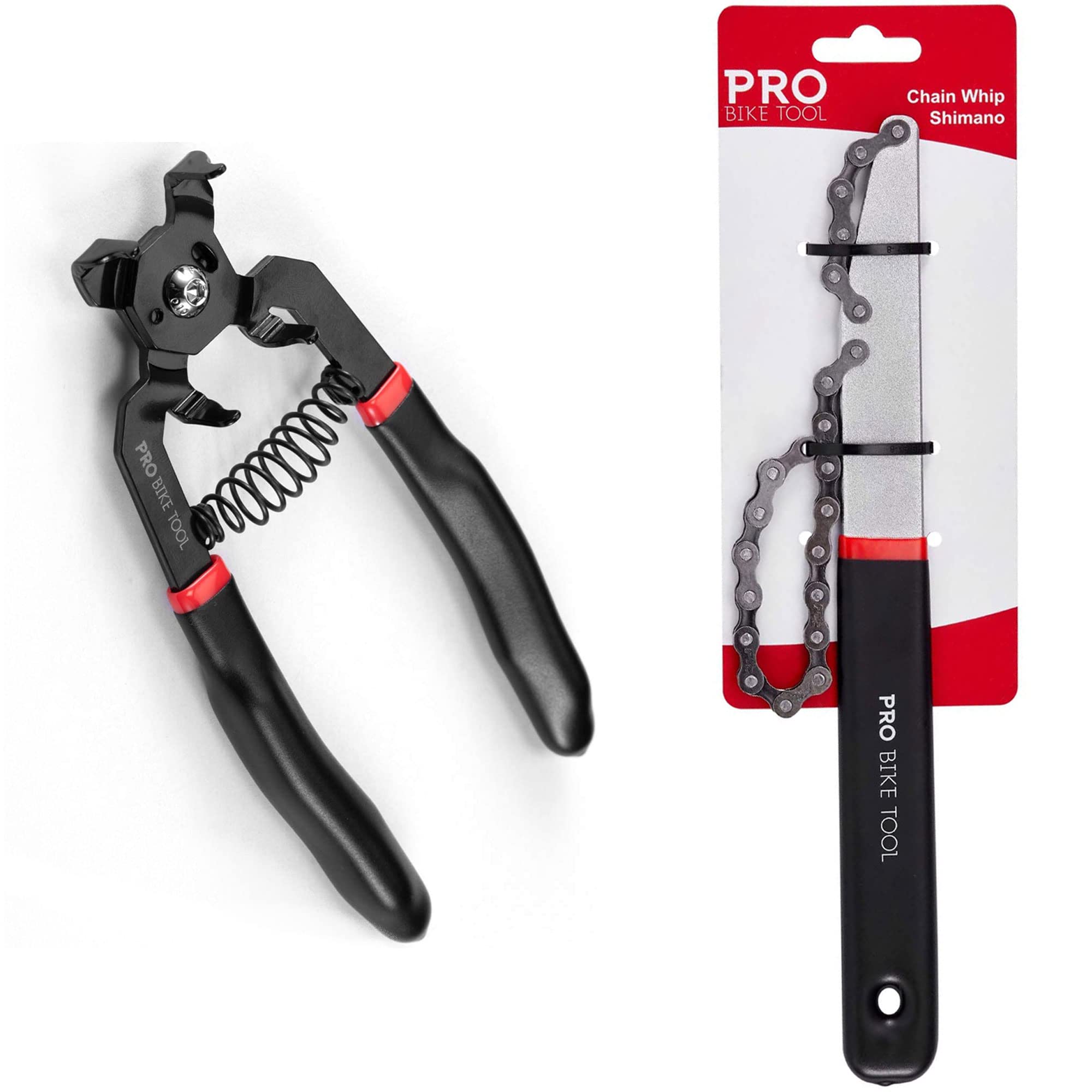 PRO BIKE TOOL Chain Whip for 7 to 10 Speed Shimano bundle with PRO BIKE TOOL 2-in-1 Master Link Chain Pliers