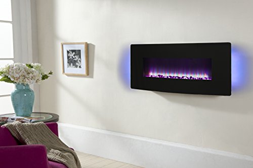 Muskoka 48" Curved Front Wall Mount Black Glass Electric Fireplace