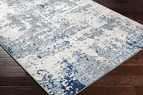 Livabliss Arti Modern Abstract Area Rug,7'10" x 10'3",Dark Blue/Aqua