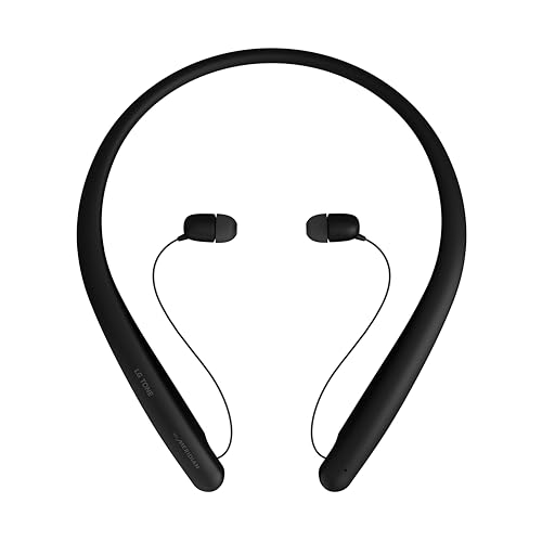 LG Tone Style HBS-SL5 Bluetooth Wireless Stereo Neckband Earbuds with True Wireless Bluetooth Earbuds T90 - Adaptive Active Noise Cancelling Earbuds with Dolby Atmos, Black, Small