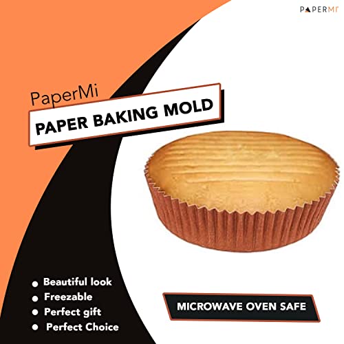 Round Paper Baking Mold 50pc, Disposable Eco- Friendly bakeware tart pans & Pie pan, Microwave Freezer Oven Safe, Providing Beautiful Forms for Bake & Serve, 3.5β x 1.25" 5oz