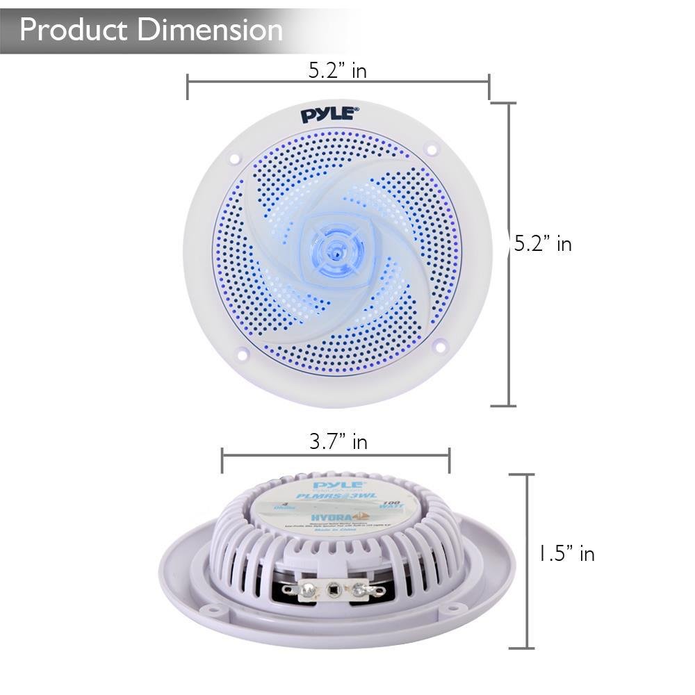 Pyle Marine Speakers and Stereo Receiver Bundle - 6.5 Inch Waterproof Outdoor Audio System with LED Lights and Bluetooth Radio (240 Watt)