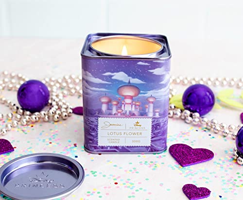 Ukonic Disney Princess Home Collection Jasmine 11-Ounce Scented Tea Tin Candle with Water Lily Aromatic Fragrance | 28-Hour Burn Time | Home Decor Housewarming Essentials, and Collectibles