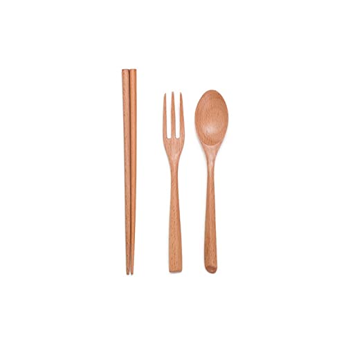 MABSSI Wooden Spoon Fork Teaspoon Catering Rice Soup Bamboo Cooking Utensil Kitchen Teaspoon Tableware Accessories,2 Pcs