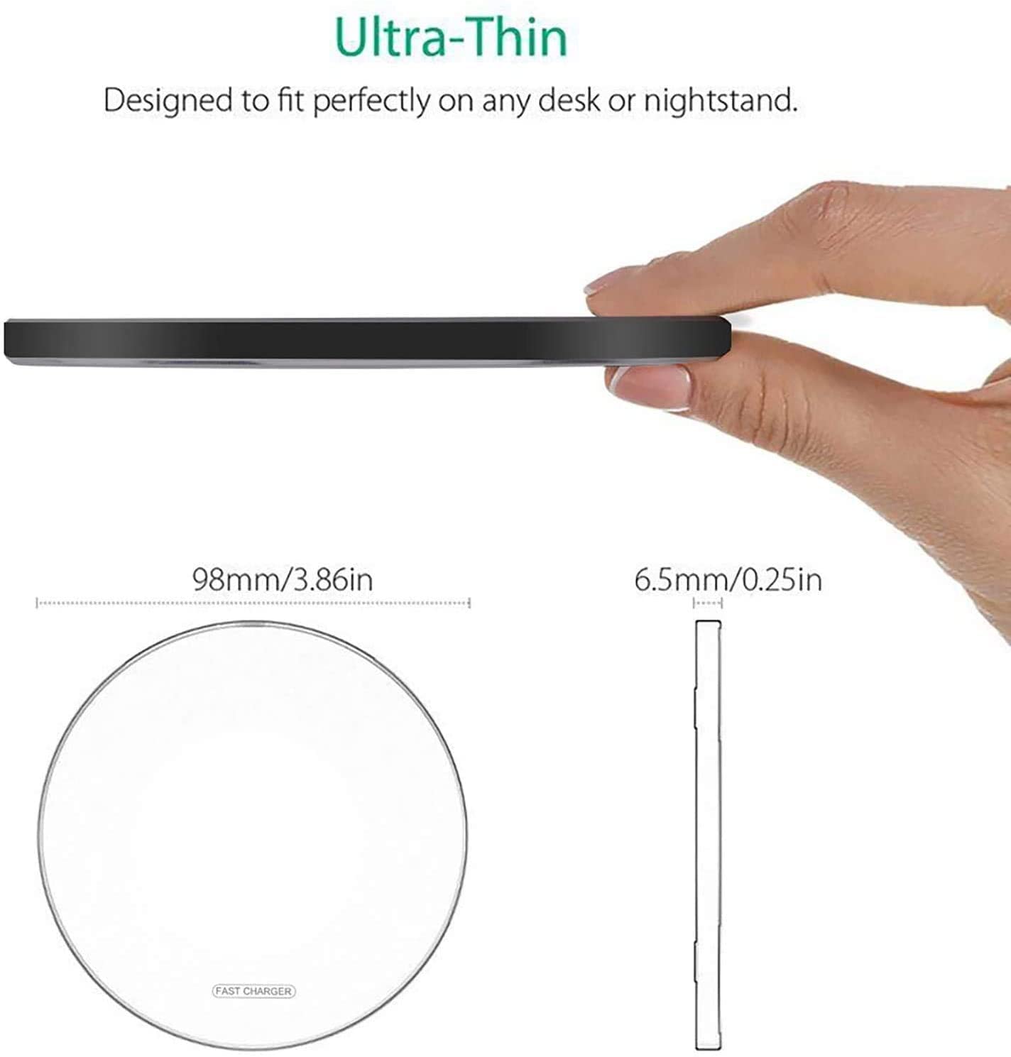 Wireless Charger 20W Max Fast Wireless Charging Pad Compatible with iPhone 11, 12, 13, 14 Pro/Pro Max, XS, XS Max, XR, 8 Plus, AirPods Pro/3/2; for Samsung Galaxy/Note, Galaxy Buds (Gary with Adapter)