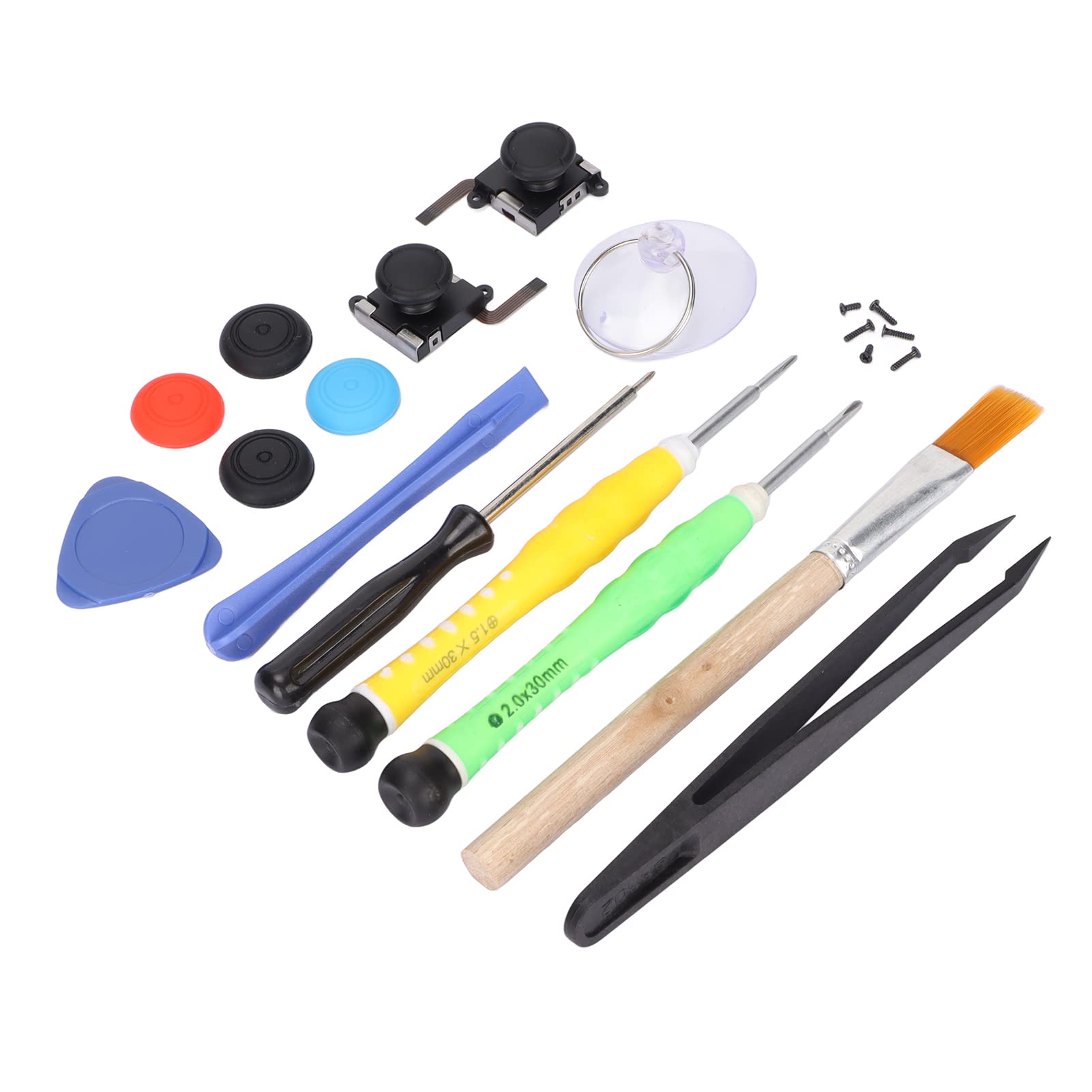Repair Kit for Nintendo Switch, Analog Joystick, Keycap, Screwdriver, Tweezers, Cleaning Brush, Suction Cup,Portable Handle Repair Tool Set for Switch Lite