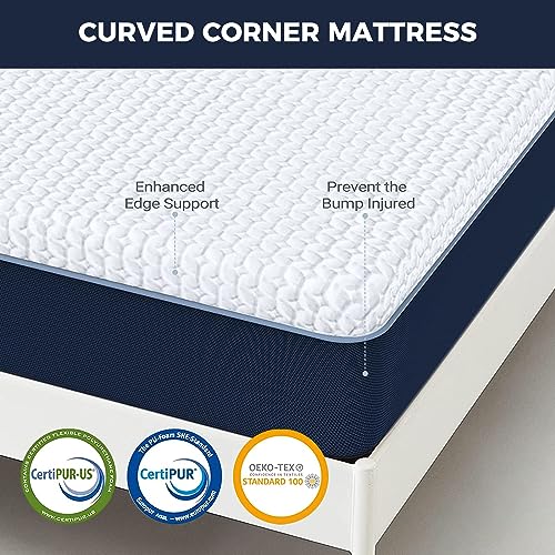 SILKIR 6 Inch Full Size Mattress, Cooling Gel Memory Foam Mattress for Pressure Relieving, Mattress in a Box, CertiPUR-US Certified, Fiberglass-Free Blue
