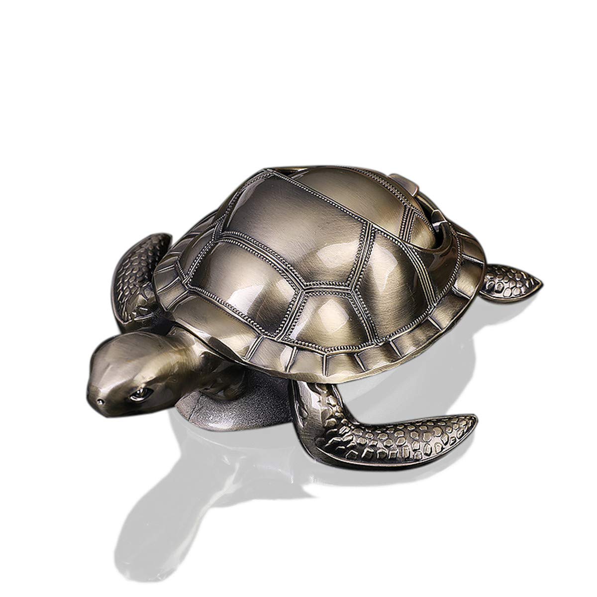 K COOL Turtle Ashtray with Lid Windproof Metal Ashtray Outdoor, Indoor Ashtray Ash Ashtray for Weed, Vintage Practical Decoration Ashtrays for Cigarettes Metal Gift for Men Women (Bronze)