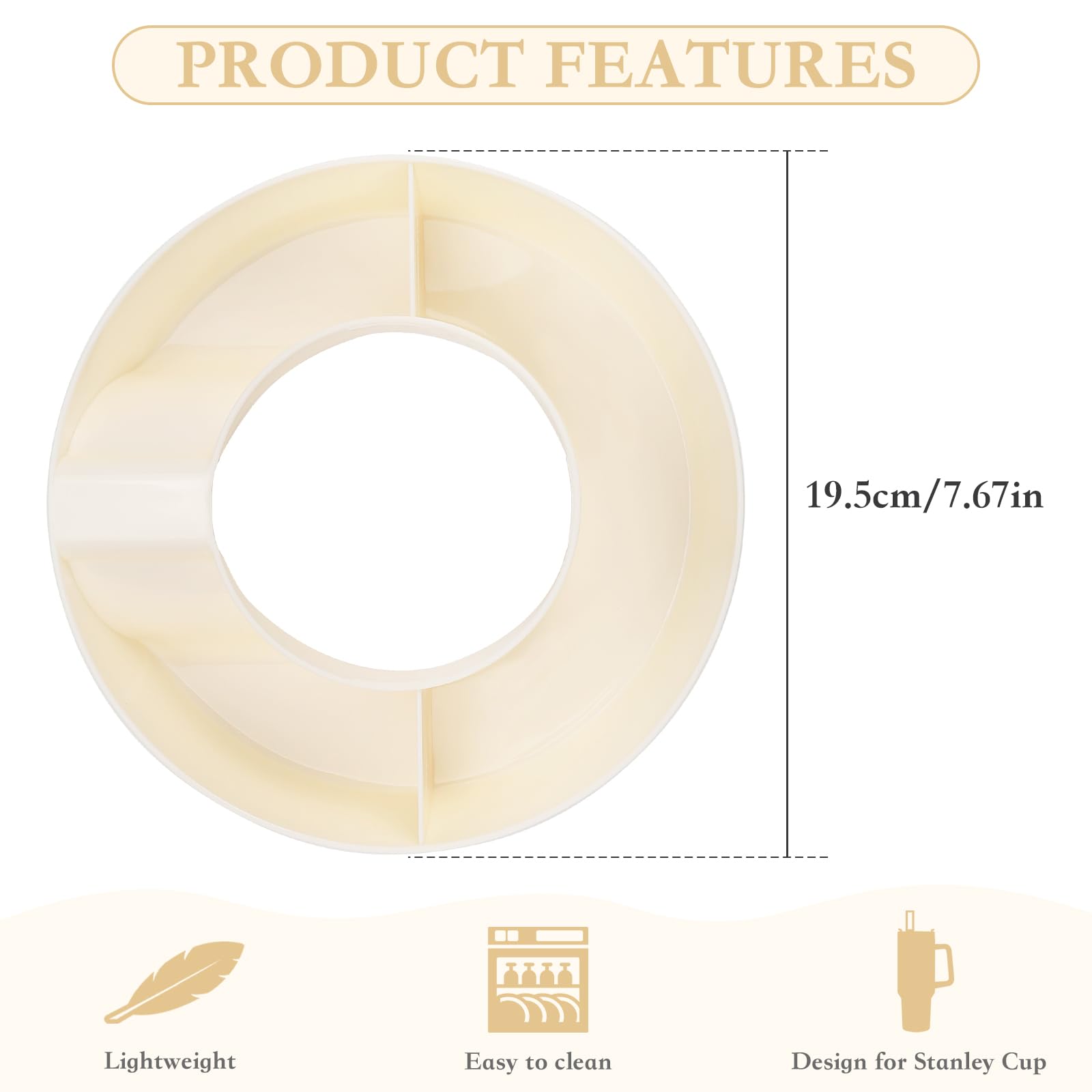 MEETI Snack Bowl for Stanley Cup, Reusable Snack Ring Compatible with Stanley Quencher H2.0 30OZ / 40OZ Tumbler with Handle, Stanley Cup Accessories, Snack Bowl (Cream, 40OZ)
