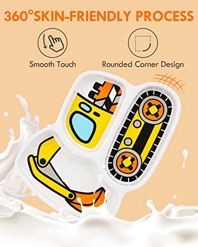 Lehoo Castle Kids Plates and Bowls Sets, Kids Dinnerware Set Includes Plate, Bowl, Cup and Tableware, Made of Durable Material, Perfect for Child, Toddler Utensils Self Feeding (5 Piece Construction)