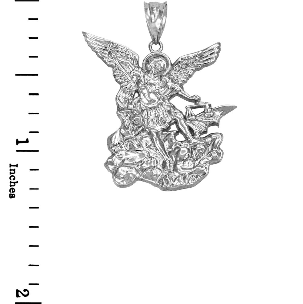 LA BLINGZ Sterling Silver Saint Michael Pendant