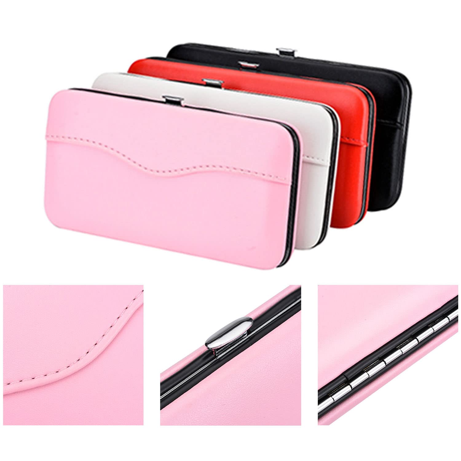 Small Tweezers Case for Eyelash Extensions, PU Leather Empty Storage Bag, Portable Travel Grafting Extension Makeup Tools Scissors Lash Brush (Pink) (TC-P)