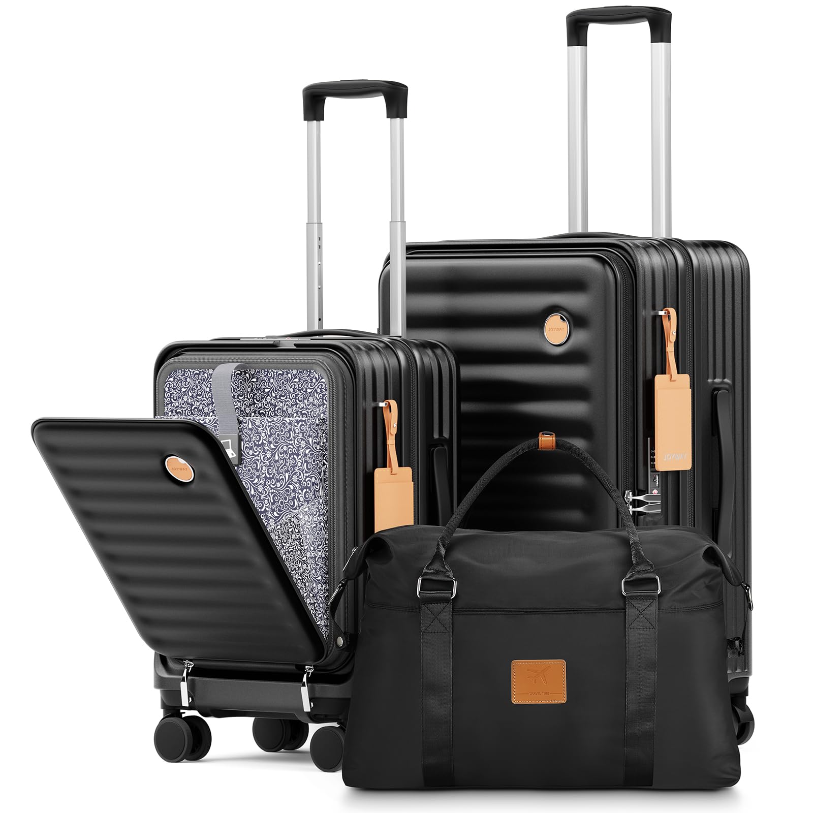 Joyway Luggage Suitcase with Spinner Wheels, Hardside Checked Luggage with TSA Lock, 24 Inch Medium Travel Suitcase (GREY,4PCS)