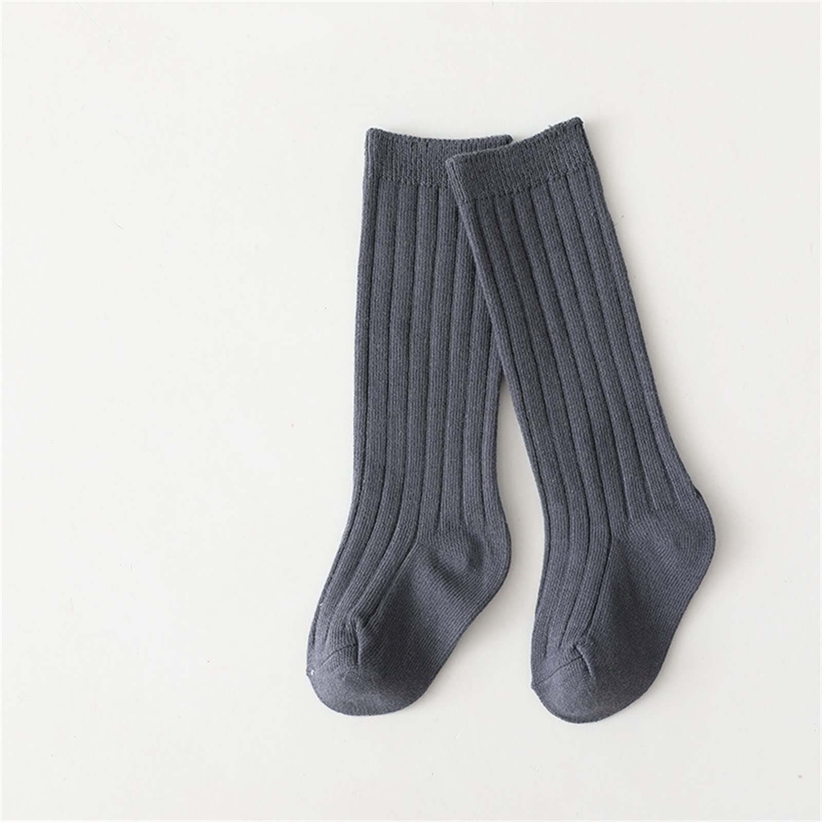 Kulywon Baby Infants Toddlers Girls MIddle Socks 1 Pack Bow Ribbed Long Stockings Ruffled Socks School Big (Navy, M Toddler)