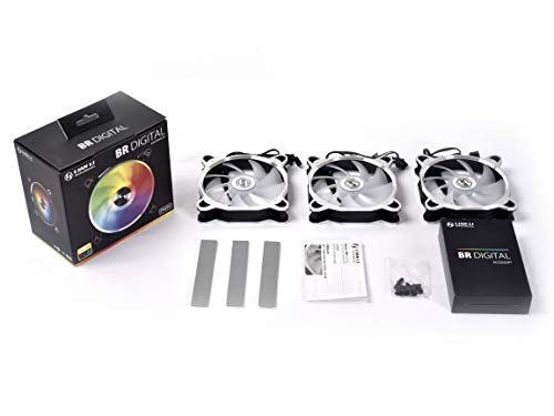 LIAN LI Bora Digital Series RGB BR DIGITAL-3R S, 120mm Addressable RGB LED PWM Fan, 3 Fans Pack - Silver Frame,Sliver