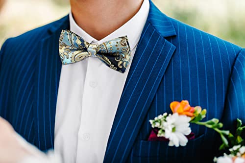 Mens 3 Pack Bow Tie Paisley Plaid Dot Pre-Tie Bow Tie Classic Formal Bow Ties for Men Adjustable Bowtie Tuxedo Wedding