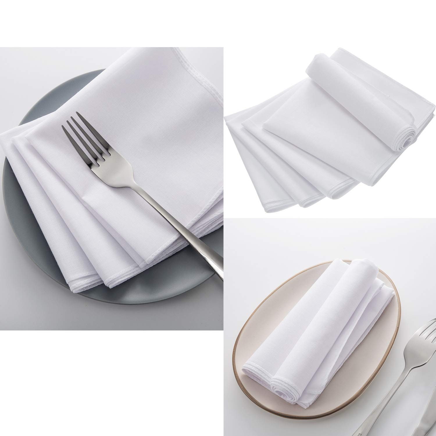 Leinuosen 50 Pack Handkerchiefs Classic Hankies Pocket Square Towel White for Kids Girl Boy Tea Parties (13 x 13 Inch)