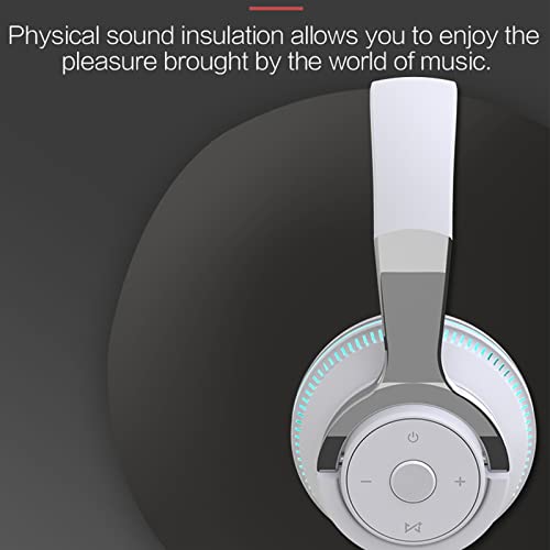 Wireless Bluetooth Headphones Active Noise Cancelling Headphones Over Ear Headphones Wireless Headset with Deep Bass Memory Foam Ear Cups On-Ear Headphones Bluetooth Earphones Gym Headphones (White)