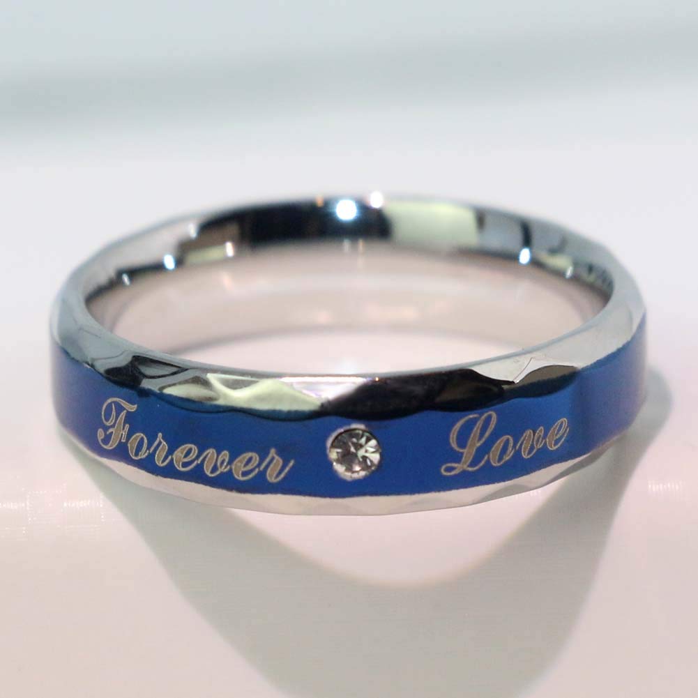 mensring 6mm Titanium Steel Mens Ring Wedding Band Blue Rings for Man Forever Love Cz Womens Ring