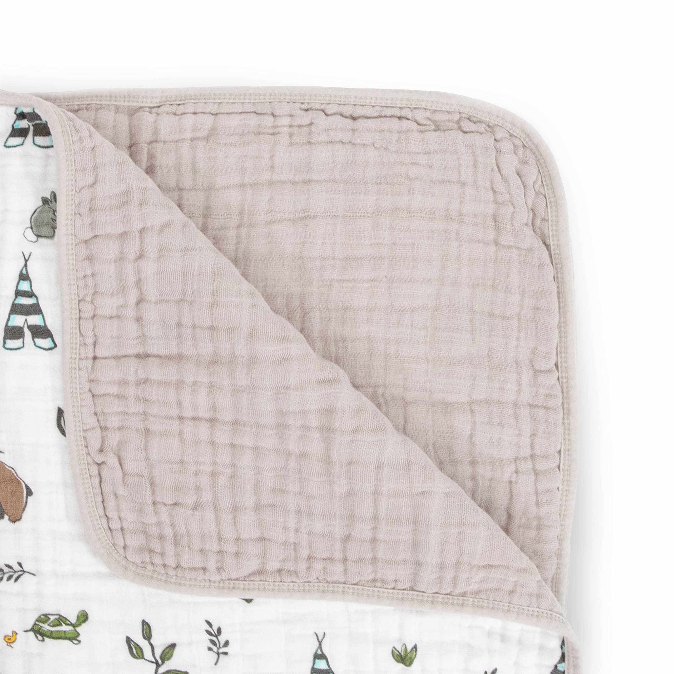 Little Unicorn β Forest Friends Cotton Muslin Quilt Blanket | 100% Cotton | Super Soft | Babies and Toddlers | Large 47β x 47β | Machine Washable