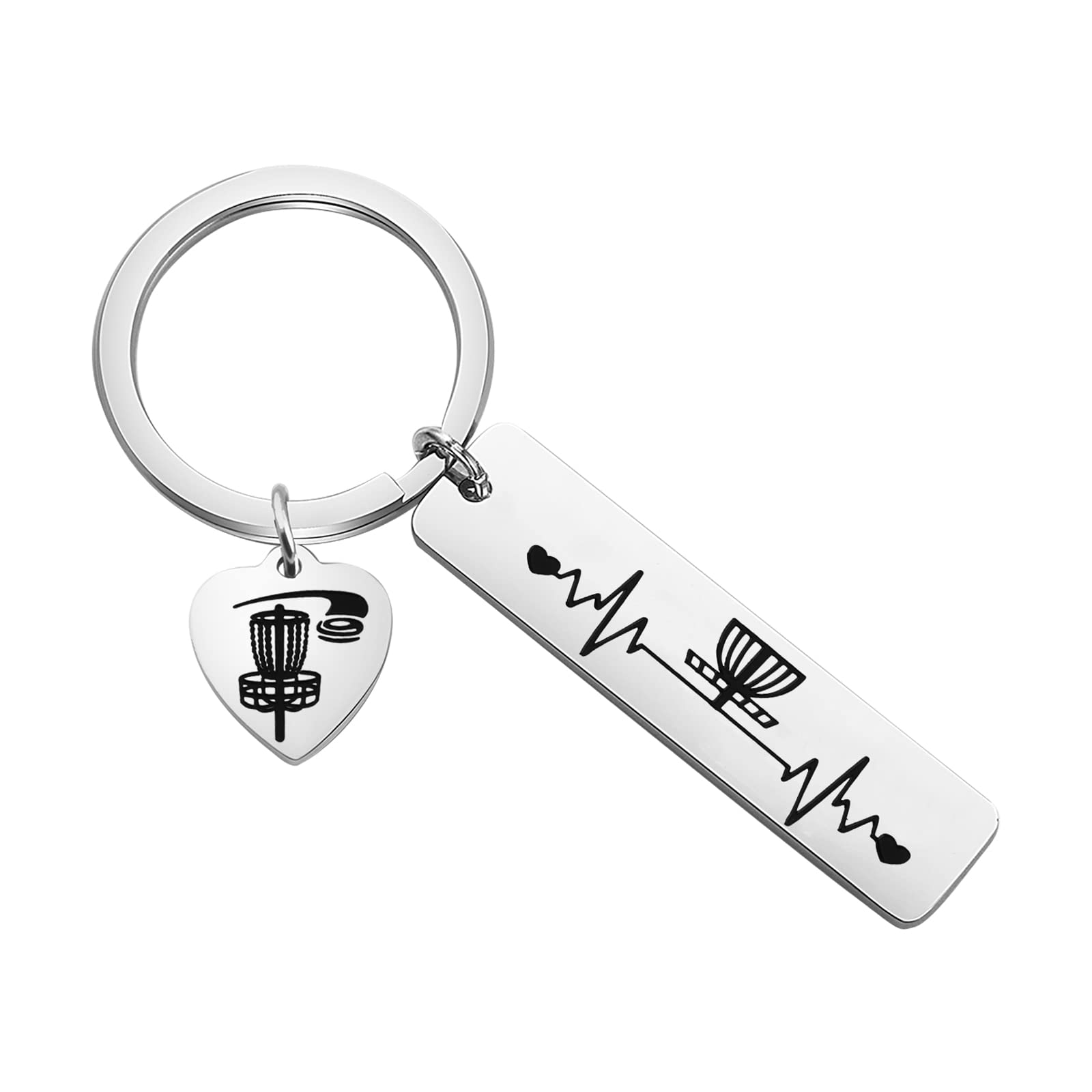 PLITI Disc Golf Keychain Frisbee Golfer Gift Disc Golf Lover Gift Disc Golf heartbeat Keyring For Disc Golf Player (disc golf heartbeat)