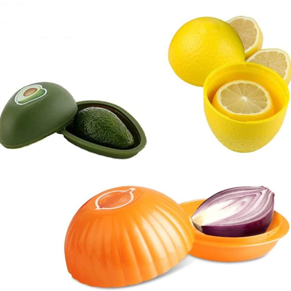 OUKEYI Fruit and Vegetable Storage Containers Reusable SiliconeRefrigerator Box Storage Bowls Saver Holder Keeper foronion, Tomato, Lemon, and avocado ,Refrigerator Vegetable Crisper 4Pieces