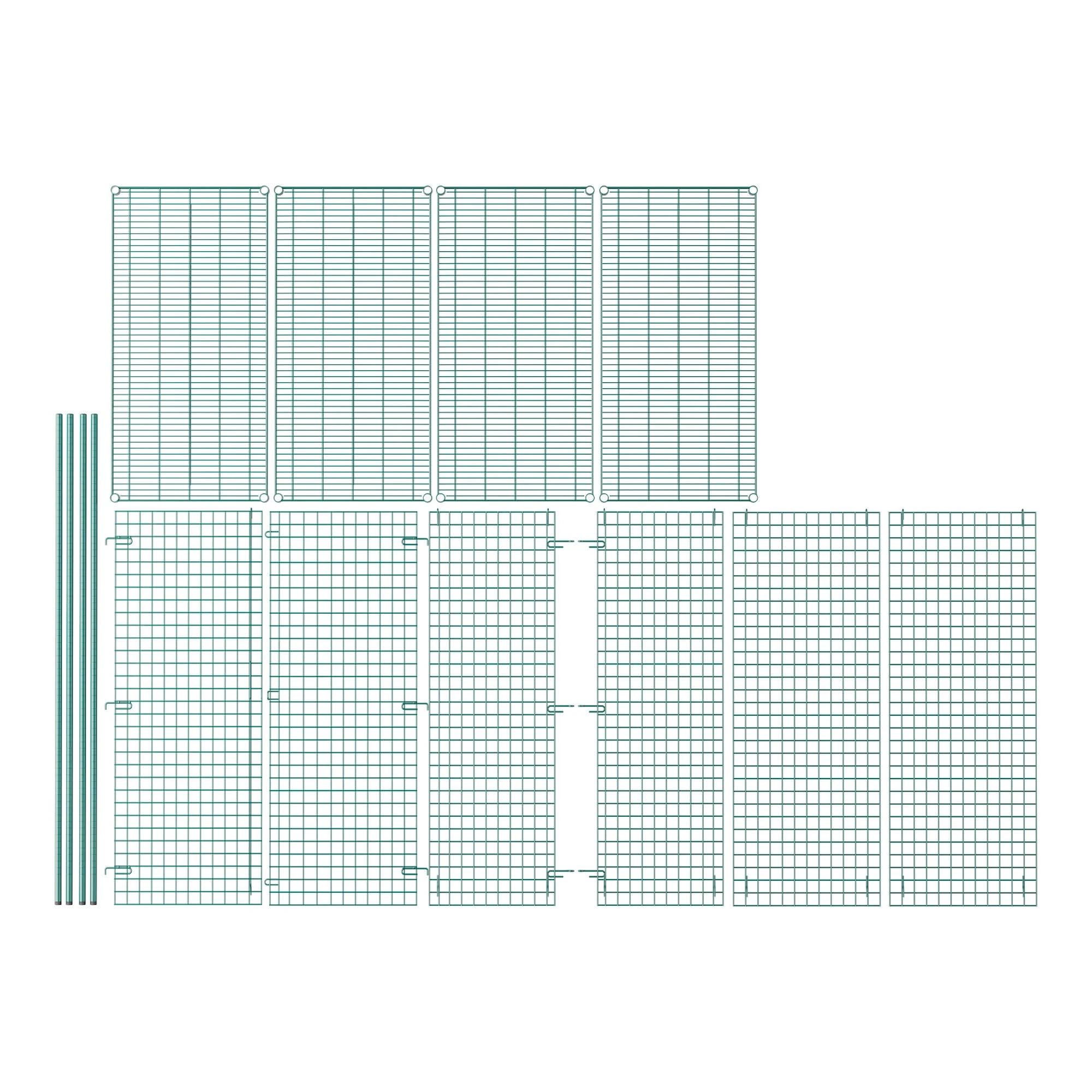WEBSTORE SUPPLY Stationary Green Wire Security Cage Kit, Commercial Security Metal Mesh Cage, Storage Cage with Shelves (24" W x 48" L x 74" H)