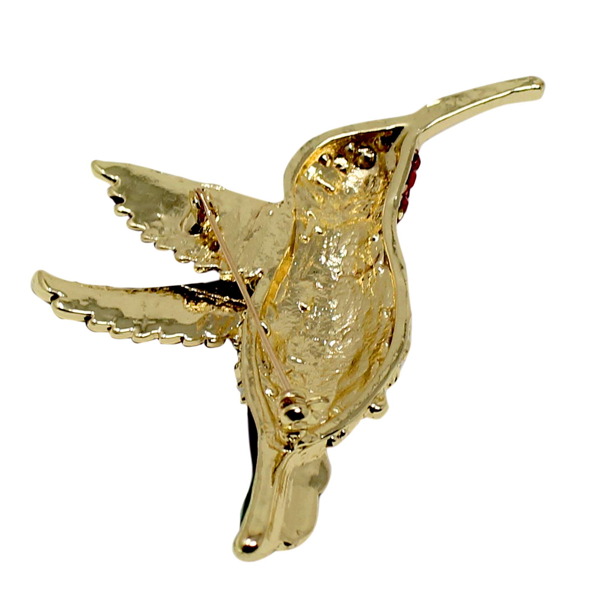 Large Hummingbird Crystal Brooch Pin with Sparkly Multicolor Rhinestones, Unique Bird Costume Jewelry or Hummingbird Gift for Women