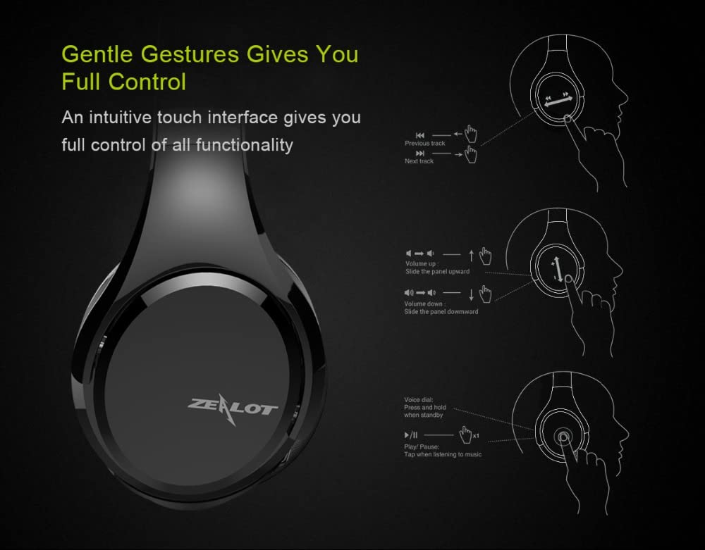 Smart Gesture Touch, Touch Bluetooth Wireless Game Headset，Subwoofer Sports Music Headset，Bluetooth V5.0 HD Call Surround Sound Quality (Black)