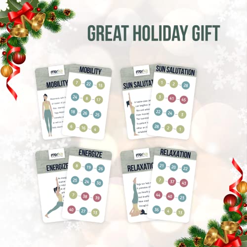 merka Yoga Cards, 50 Flash Cards Deck with Poses for Class Sequencing & Practice, Sanskrit and Cues for Beginners, Teachers, Women Workout Fitness